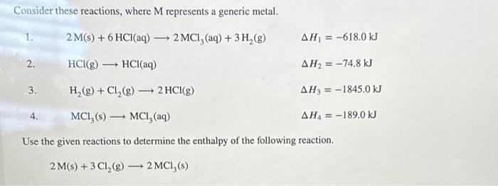 Solved Consider these reactions, where M represents a | Chegg.com