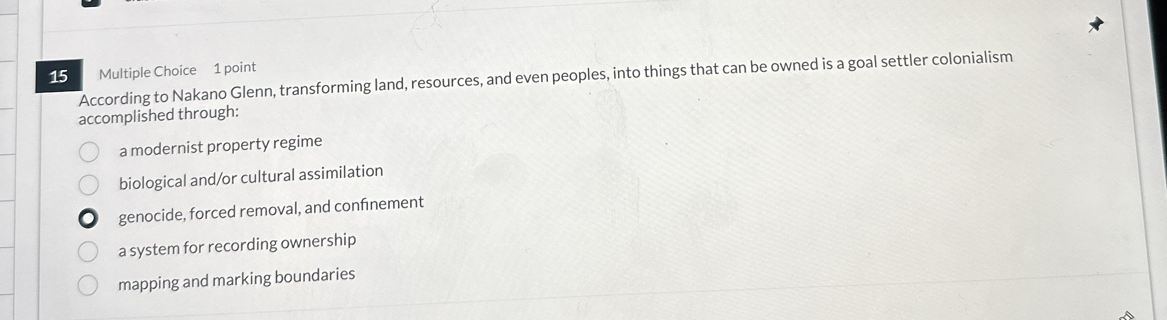Solved 15Multiple Choice1 ﻿pointAccording to Nakano Glenn, | Chegg.com