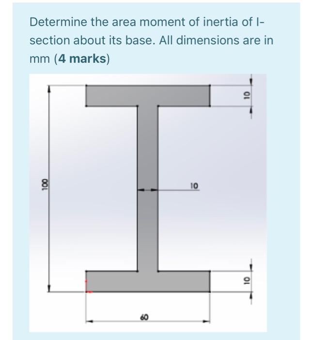 Solved Determine the area moment of inertia of I- section | Chegg.com