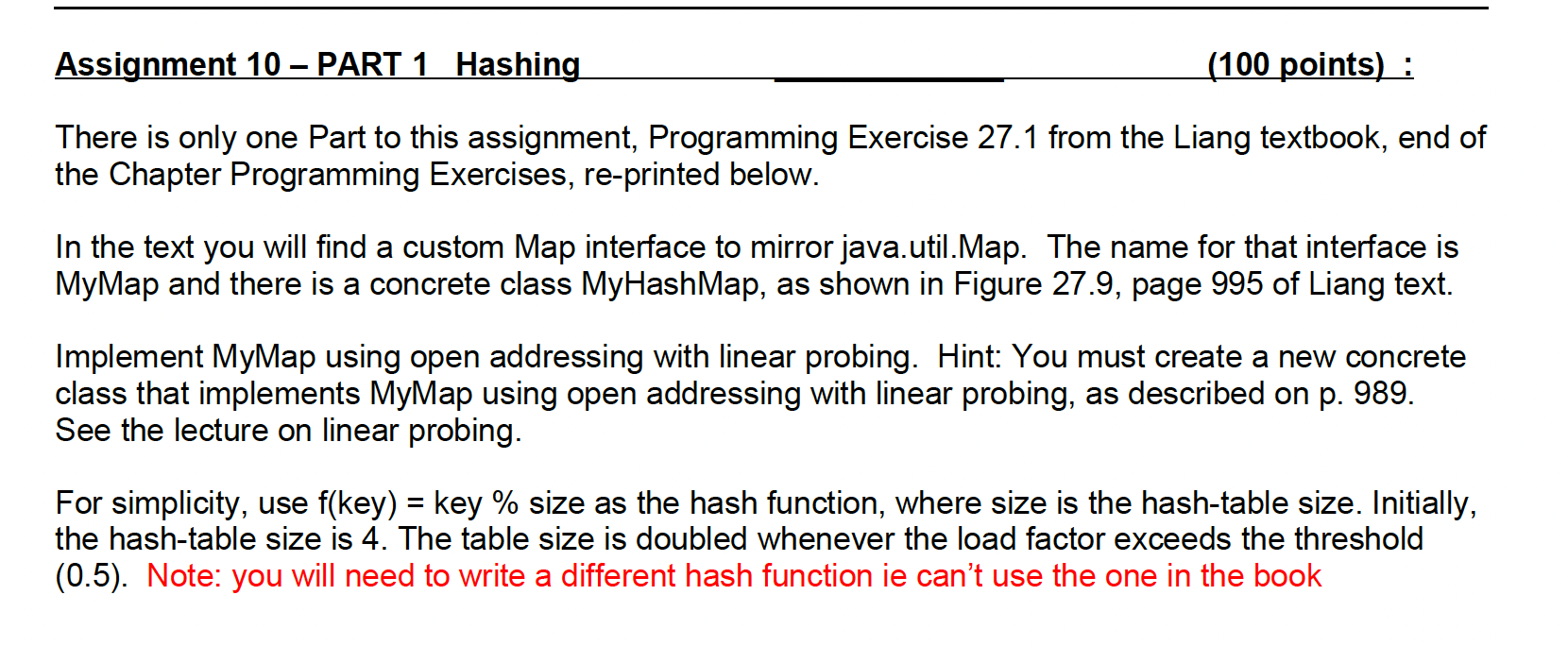 Solved Assignment 10 - ﻿PART 1 ﻿Hashing (100 ﻿points) ﻿: | Chegg.com