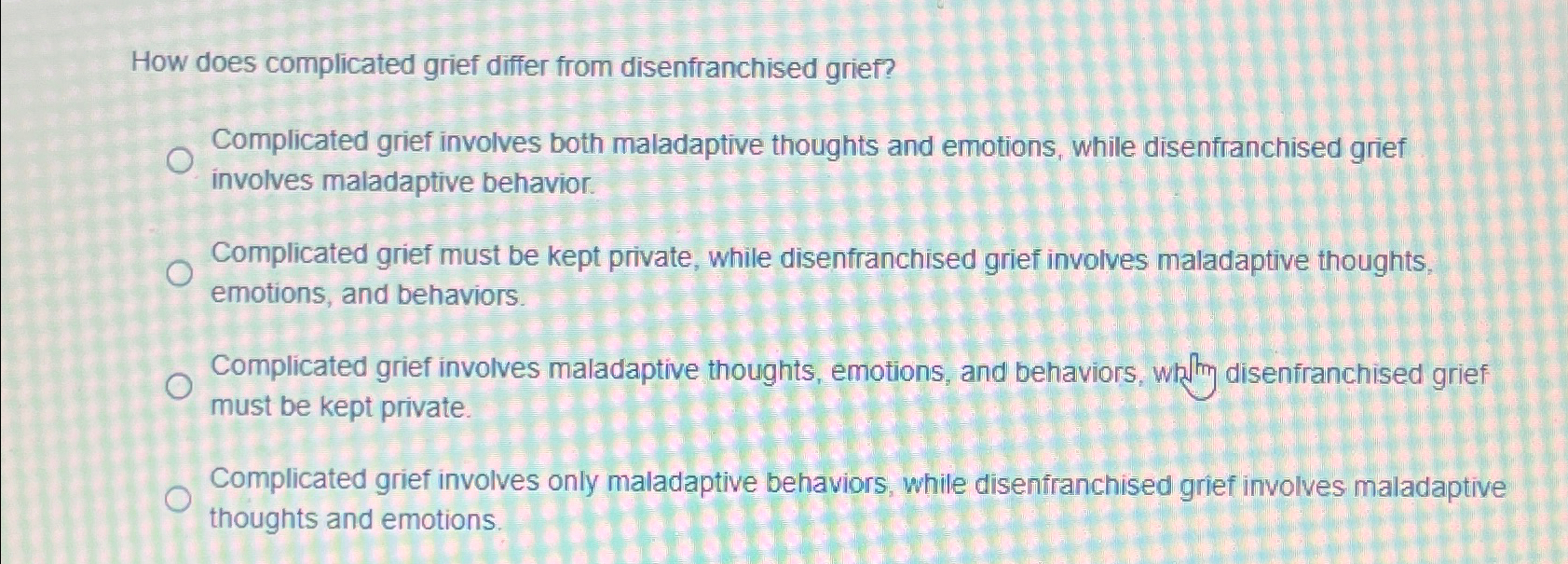 Solved How does complicated grief differ from | Chegg.com