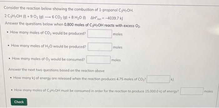 Solved Consider the reaction below showing the combustion of | Chegg.com
