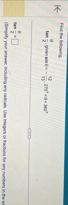 Solved Find the following. tan2θ, given | Chegg.com
