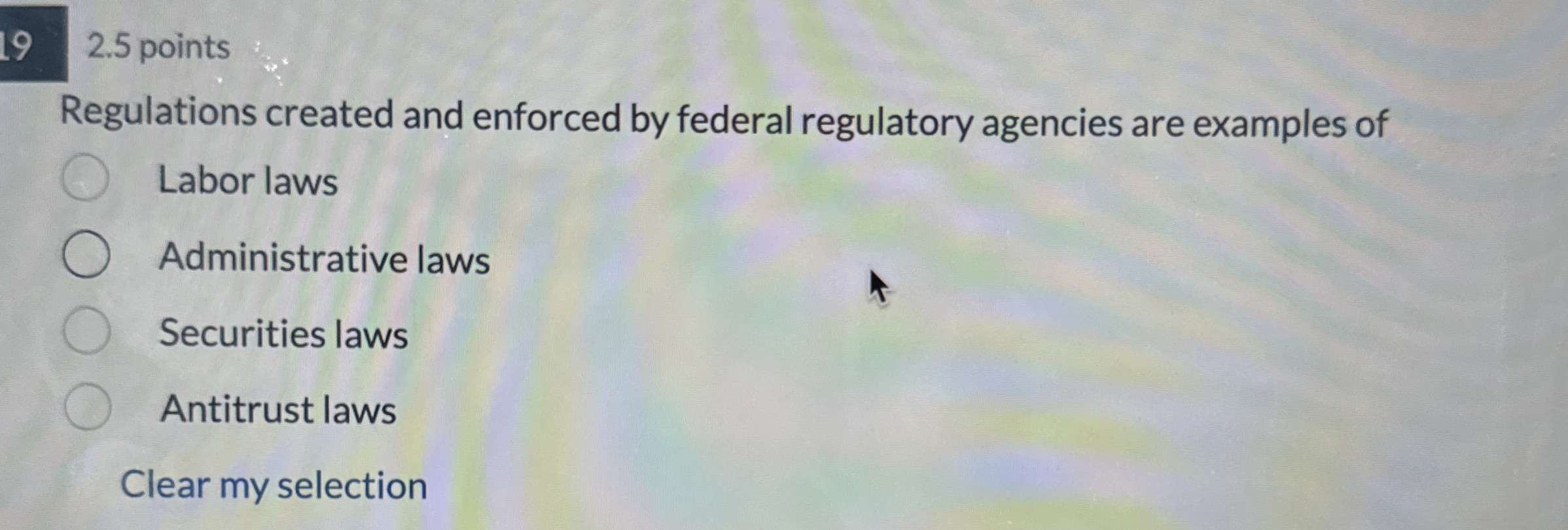 Solved 2.5 ﻿pointsRegulations created and enforced by | Chegg.com