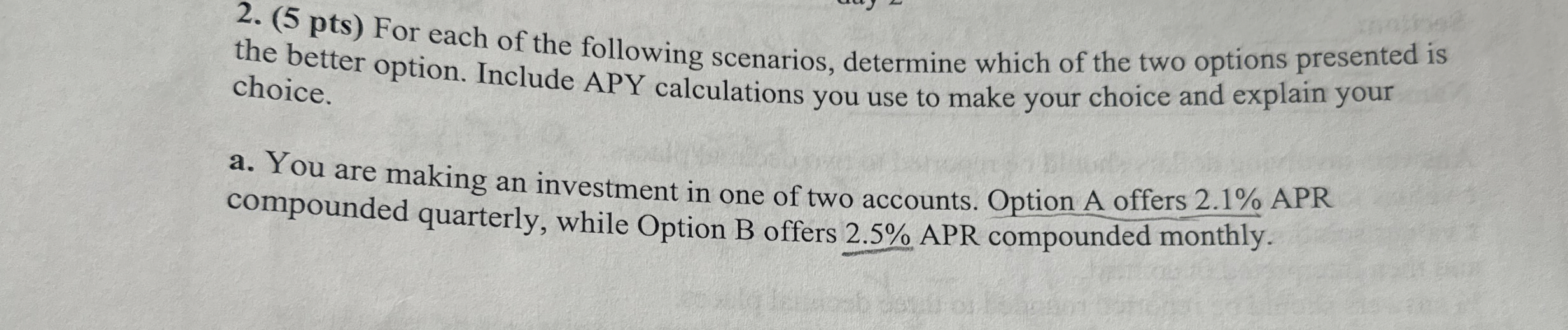 (5 ﻿pts) ﻿For each of the following scenarios, | Chegg.com