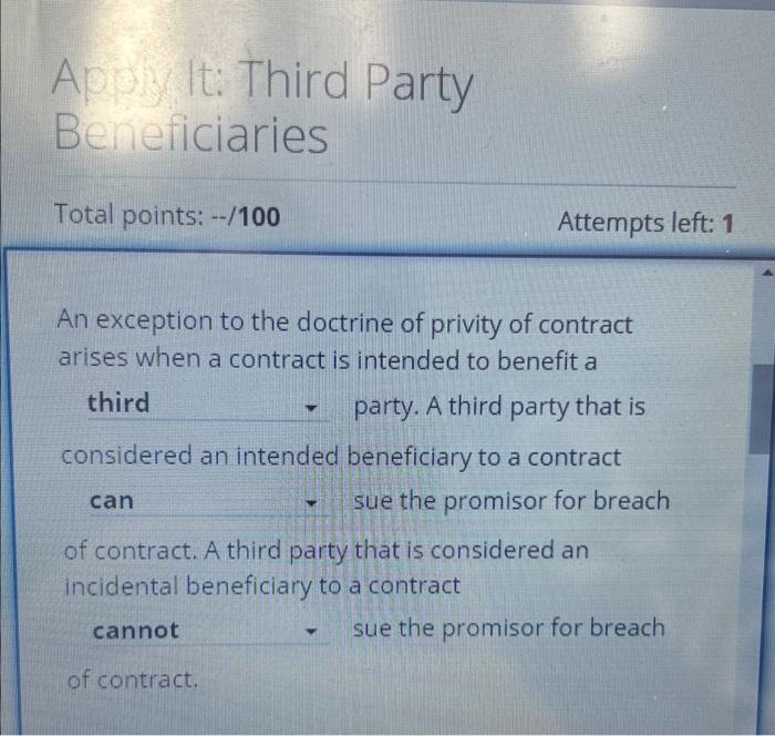 Case Problem Analysis: Third Party Beneficiaries Ava | Chegg.com