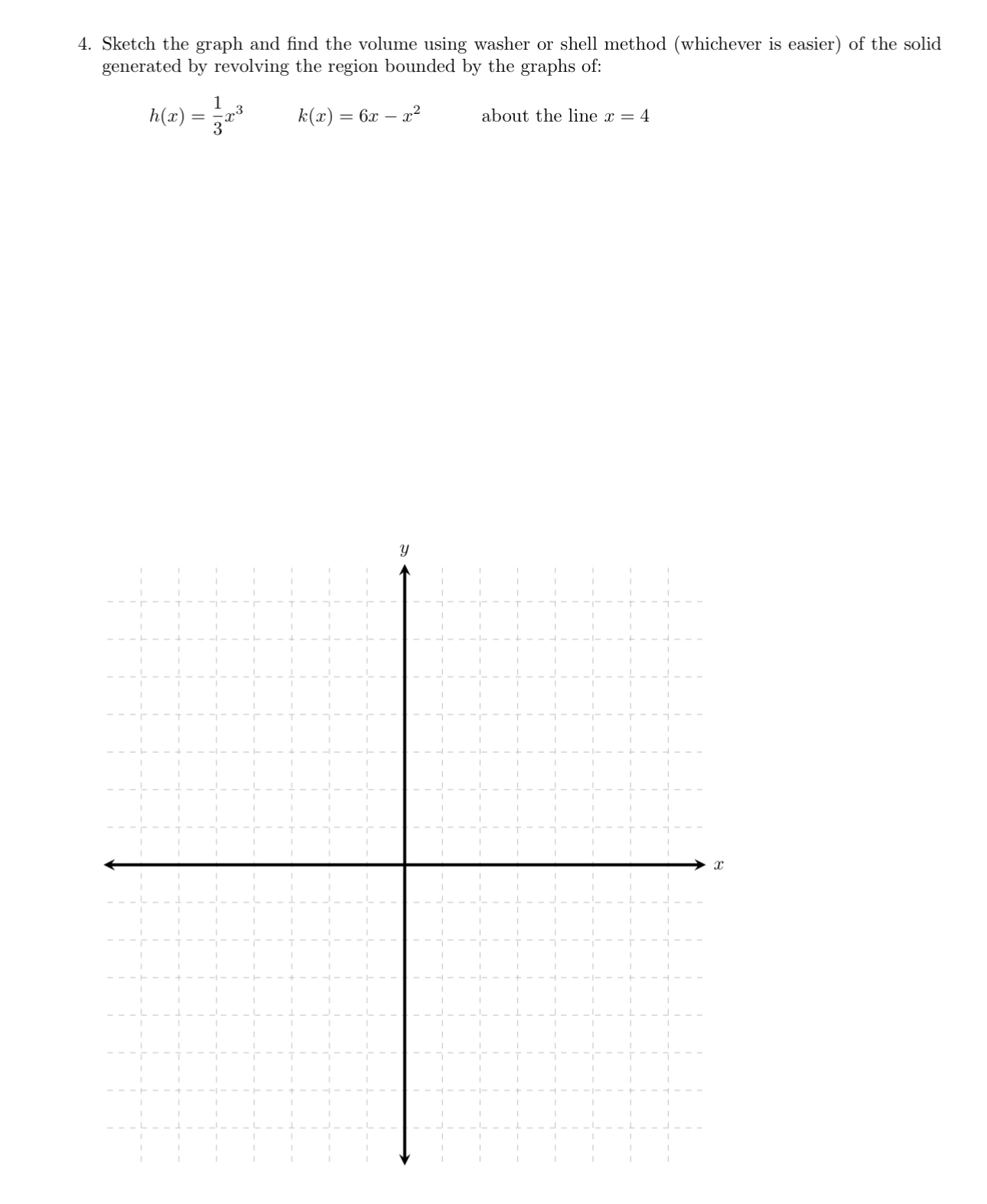 Solved Sketch the graph and find the volume using washer or | Chegg.com