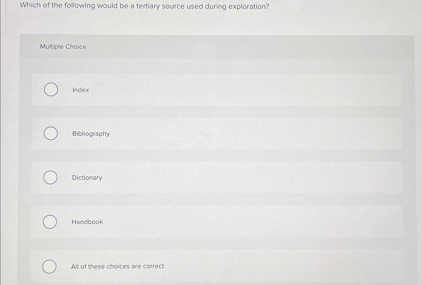 Solved Which of the following would be a tertiary source | Chegg.com