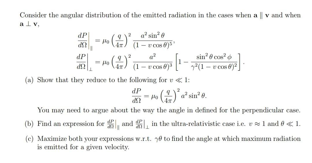 Solved Consider the angular distribution of the emitted | Chegg.com