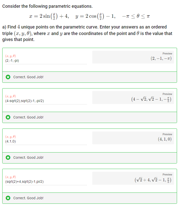 Solved Consider the following parametric | Chegg.com