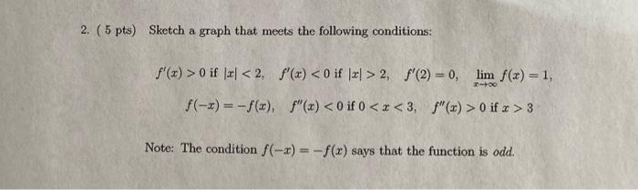 Solved 2. (5 pts) Sketch a graph that meets the following | Chegg.com