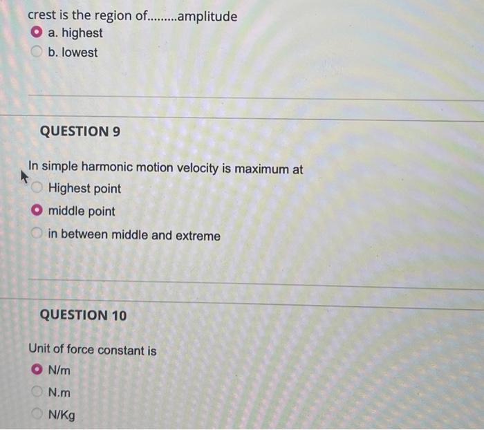 Solved crest is the region of...........amplitude a. highest | Chegg.com