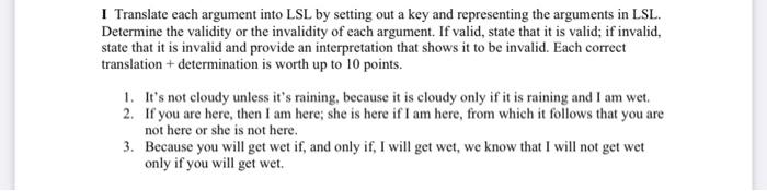Solved I Translate Each Argument Into Lsl By Setting Out A