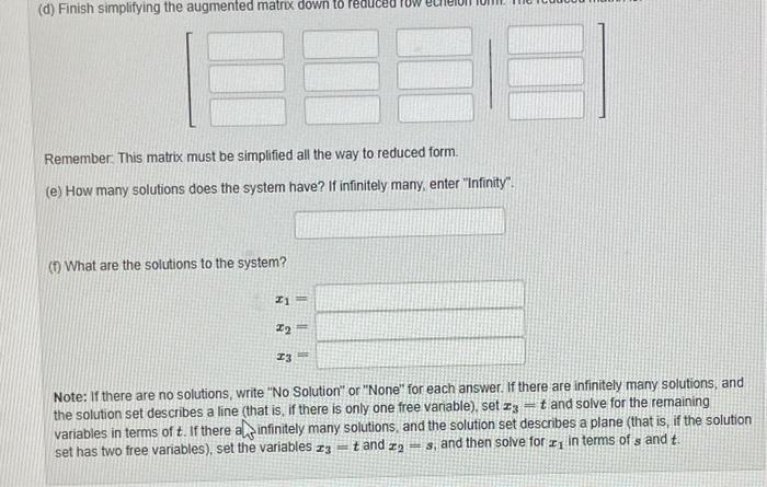 Solved (1 point) Solve the following system using augmented | Chegg.com