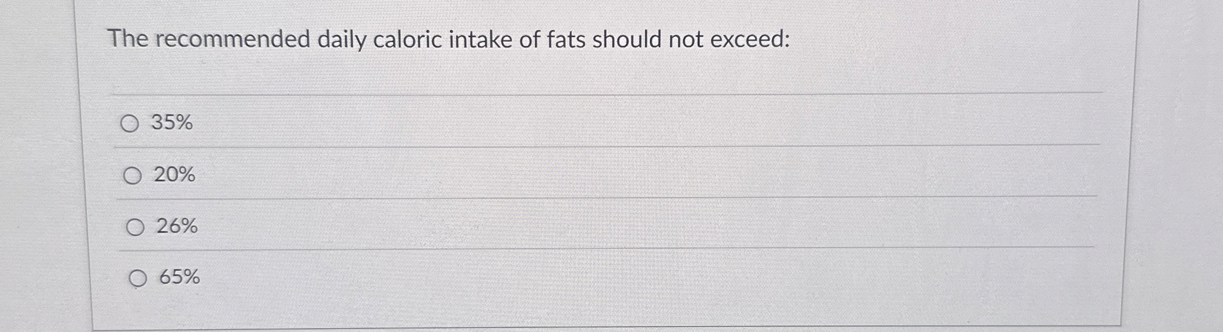 Solved The recommended daily caloric intake of fats should | Chegg.com