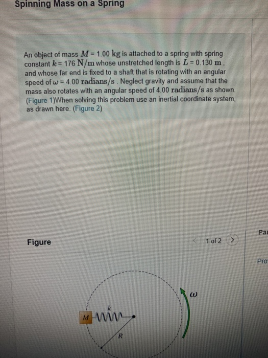 Solved Spinning Mass on a Spring An object of mass M = 1.00 | Chegg.com