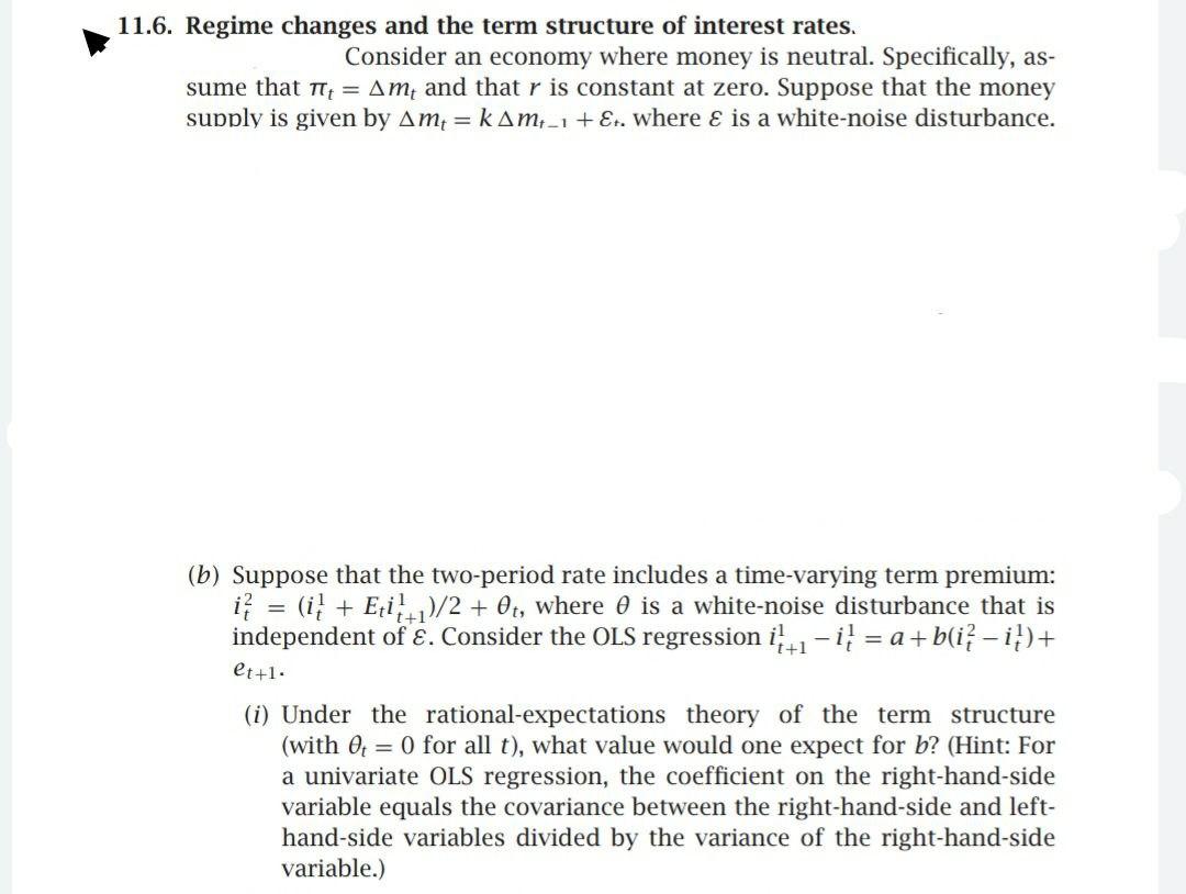 Solved 11.6. Regime changes and the term structure of | Chegg.com