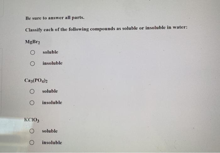 Solved Be sure to answer all parts. Classify each of the | Chegg.com