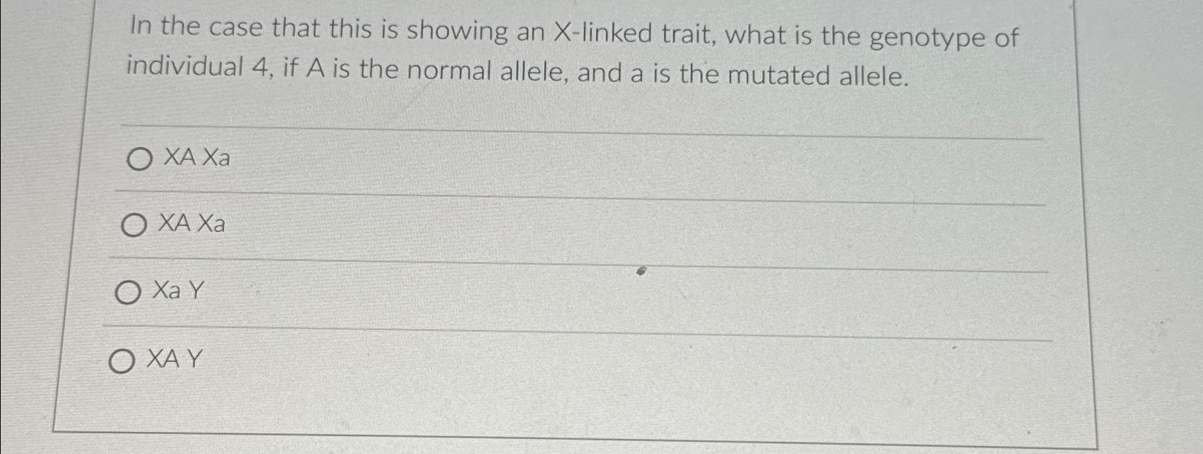 Solved In the case that this is showing an X-linked trait, | Chegg.com