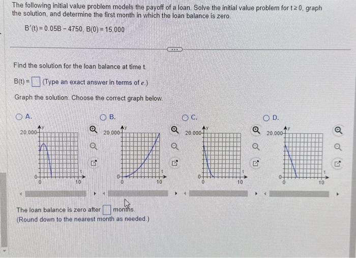 Solved The following initial value problem models the payoff | Chegg.com