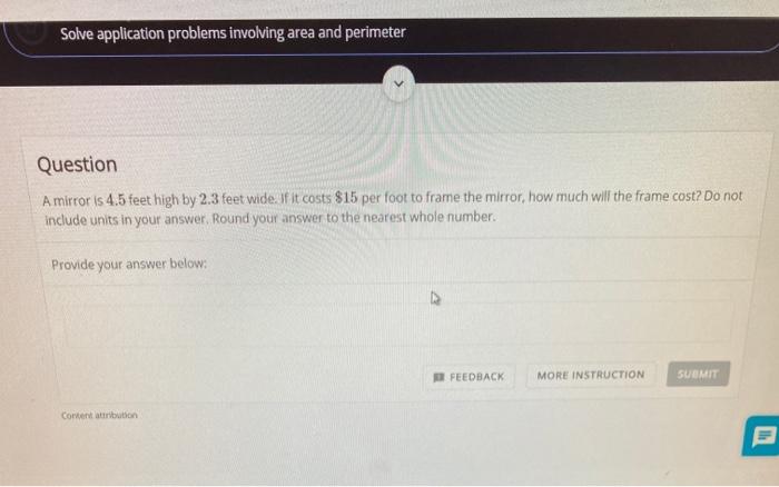 Solved Solve application problems involving area and | Chegg.com