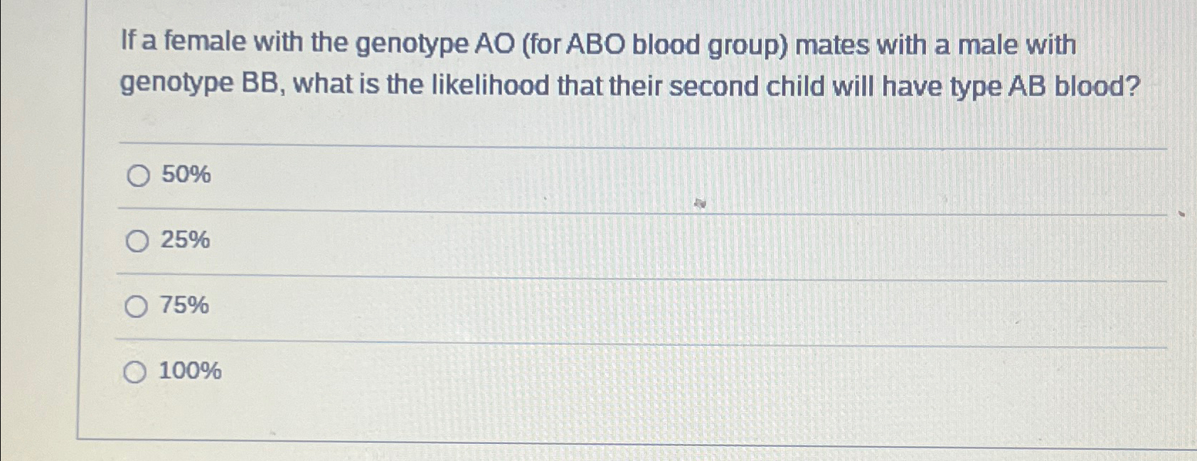 Solved If a female with the genotype AO (for ABO blood | Chegg.com
