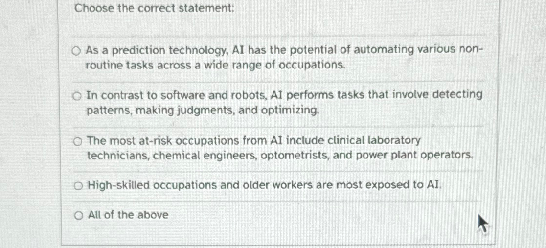 Solved Choose the correct statement:As a prediction | Chegg.com