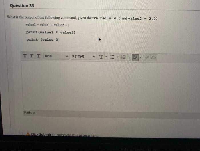 Solved Question 33 What is the output of the following | Chegg.com