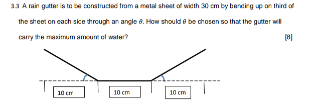Solved 3.3 A rain gutter is to be constructed from a metal | Chegg.com