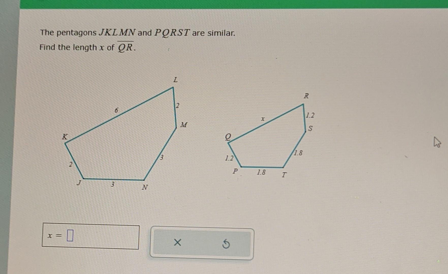Solved The pentagons \\( J K L M N \\) and \\( P Q R S T \\) | Chegg.com