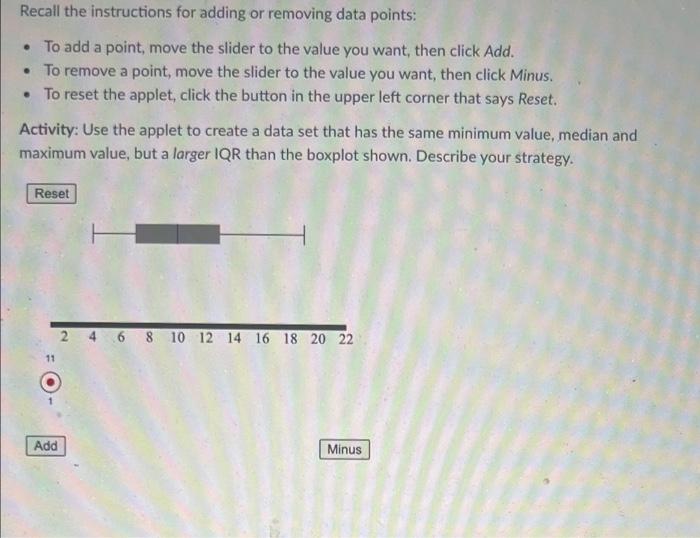 Solved Recall the instructions for adding or removing data | Chegg.com