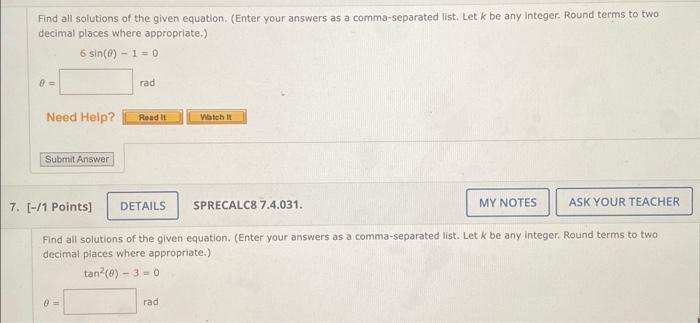 Solved Find all solutions of the given equation. (Enter your | Chegg.com