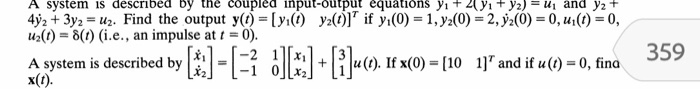 Solved A system is described by the coupled input-output | Chegg.com