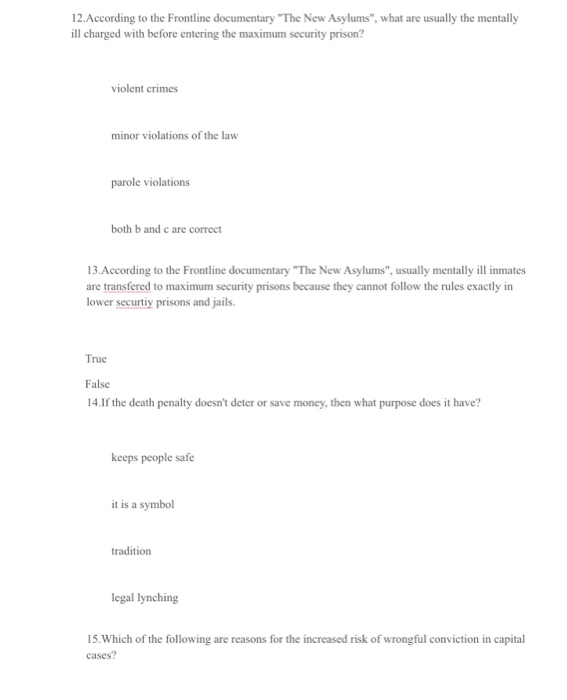 12.According to the Frontline documentary "The New | Chegg.com