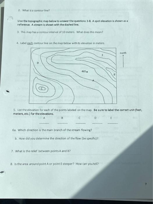 Solved 2. What is a contour line? Use the topographic map | Chegg.com