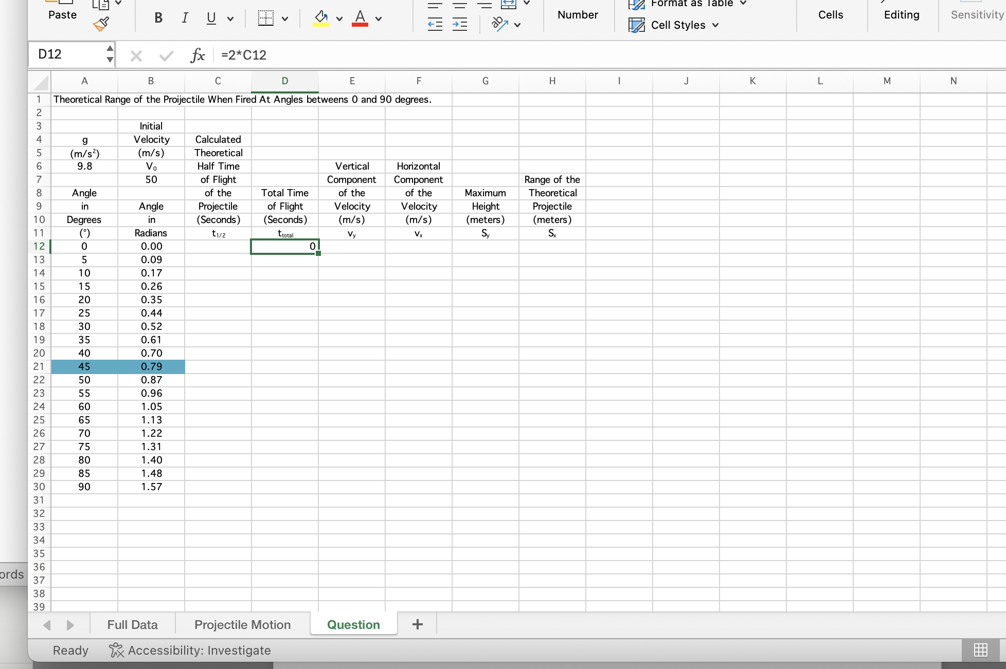 Solved Theoretical Range of the Proijectile When Fired At | Chegg.com
