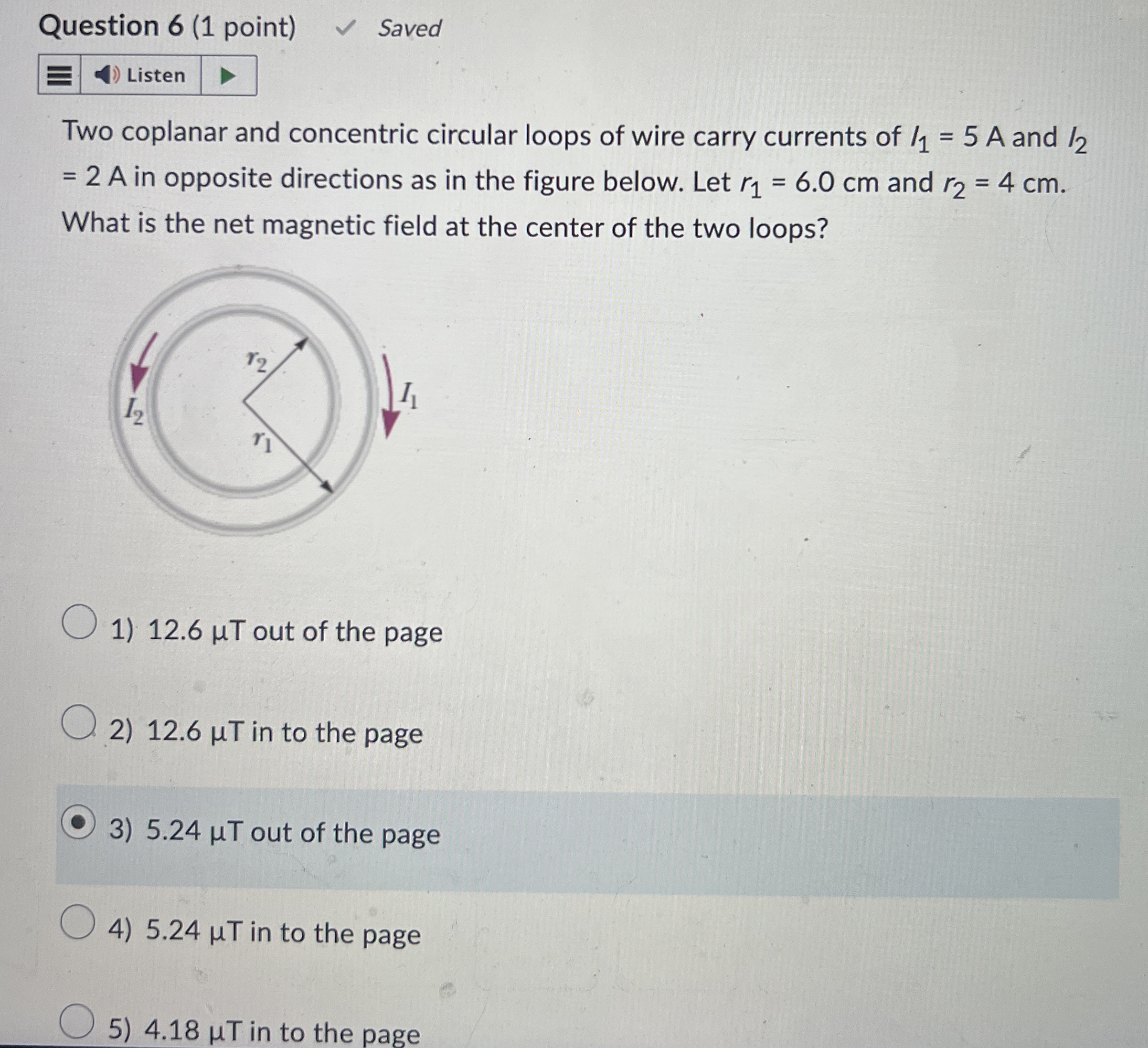 Solved Question 6 (1 ﻿point) ﻿SavedTwo coplanar and | Chegg.com