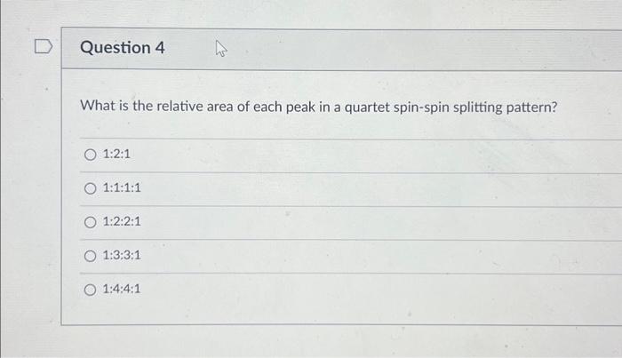 Solved Question 4 What is the relative area of each peak in | Chegg.com