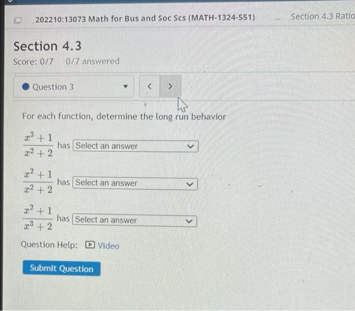 Solved 202210:13073 Math for Bus and Soc SCS (MATH-1324-551) | Chegg.com