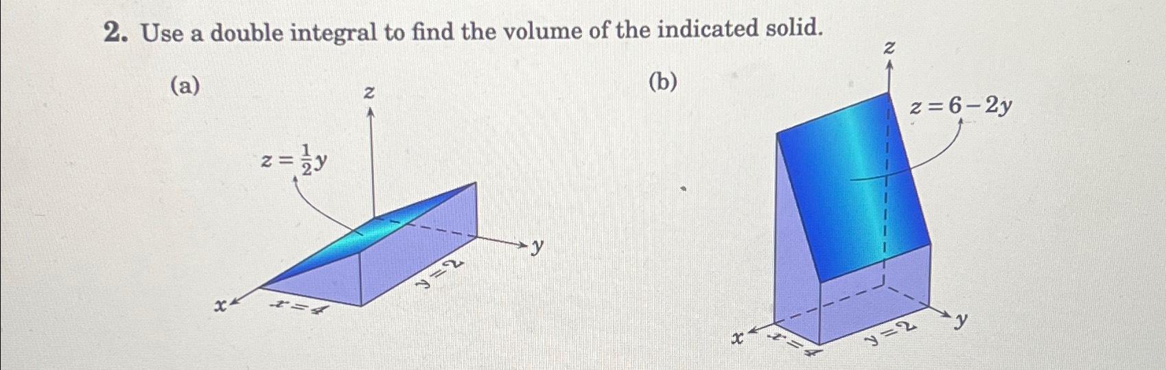 Solved Use a double integral to find the volume of the | Chegg.com