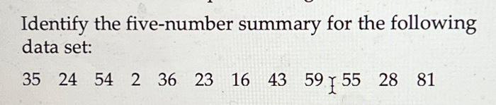 Solved Identify the five-number summary for the following | Chegg.com
