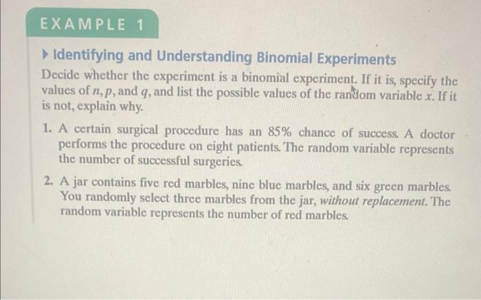 Solved Identifying and Understanding Binomial Experiments | Chegg.com