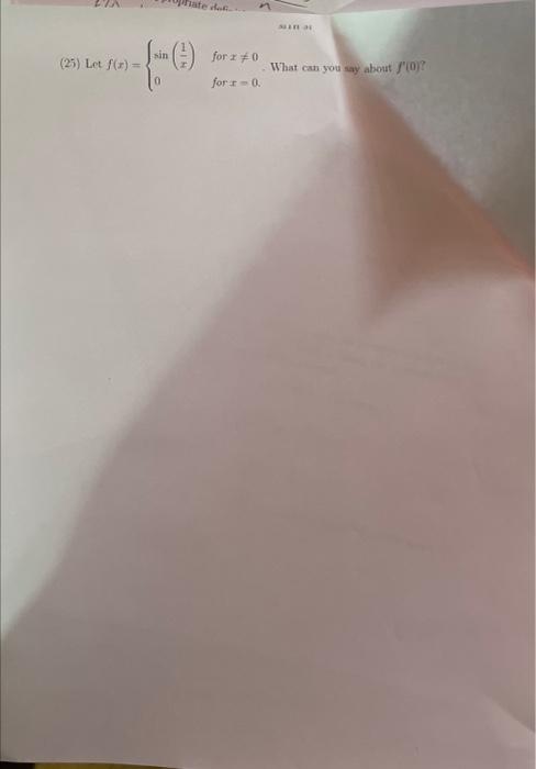 Solved f(x)={sin(x1)0 for x =0 for x=0 | Chegg.com