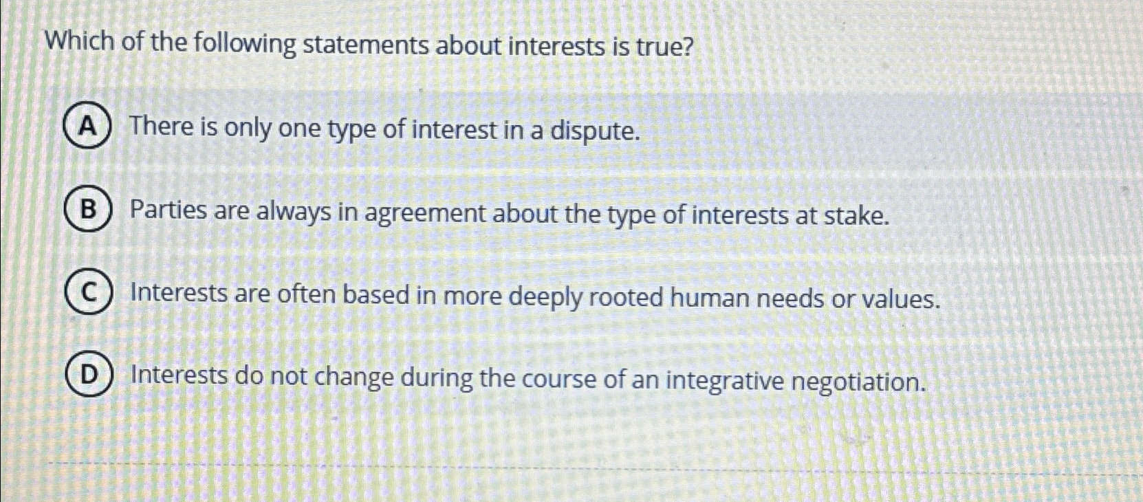 Solved Which of the following statements about interests is | Chegg.com