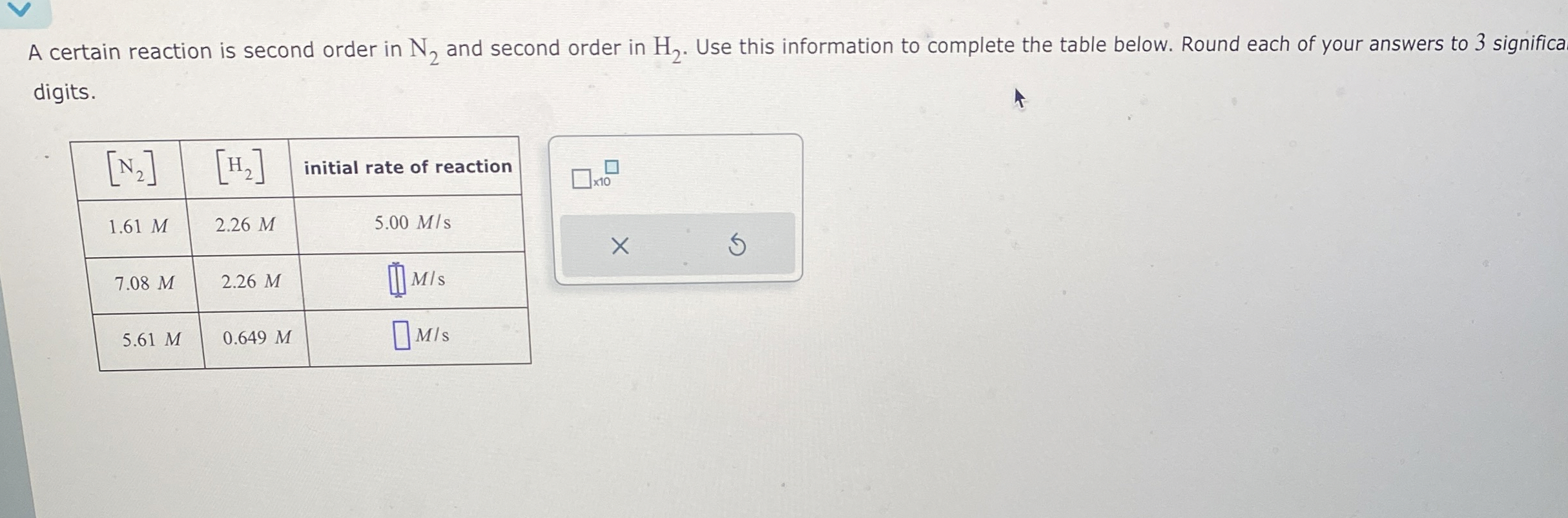 Solved A certain reaction is second order in N2 ﻿and second | Chegg.com