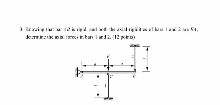 Solved 3. Knowing that bar AB is rigid, and both the axial | Chegg.com