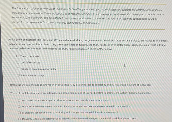 Solved The Innovator's Dilemma: why Great Companies Falf to | Chegg.com