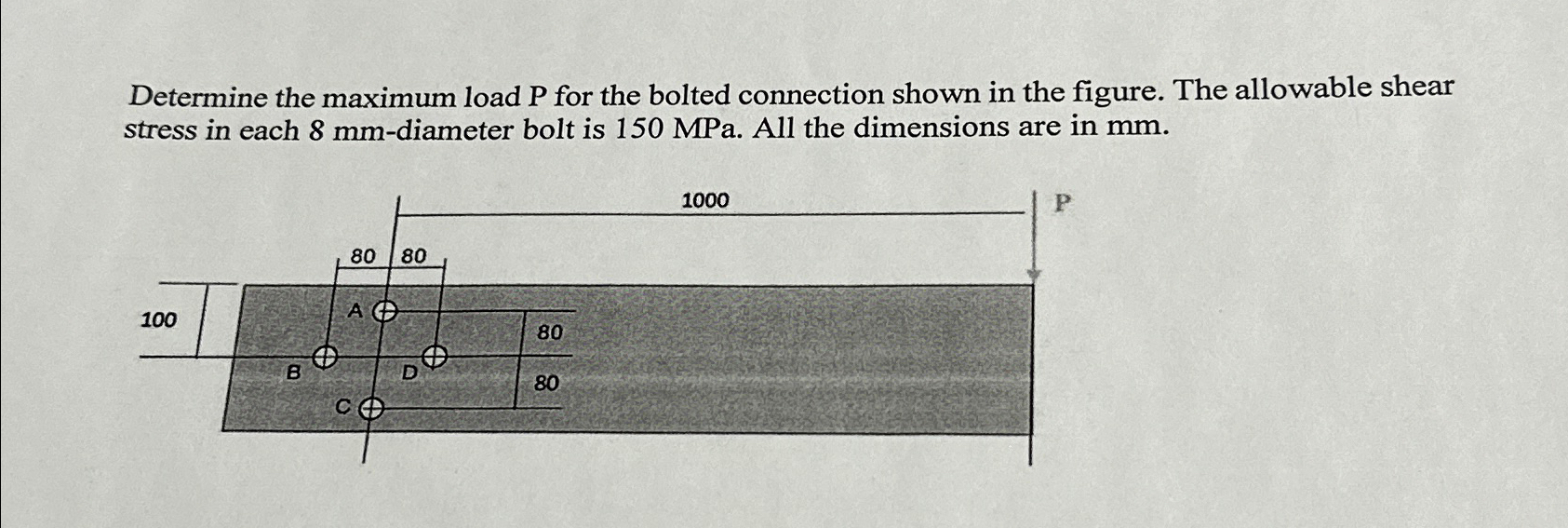 Solved Determine the maximum load P ﻿for the bolted | Chegg.com