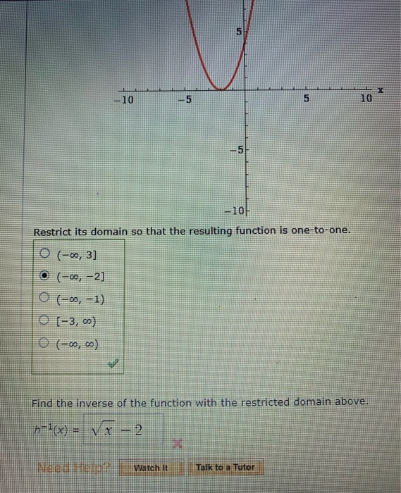 Solved The given function is not one-to-one. h(x) = (x + 2)2 | Chegg.com