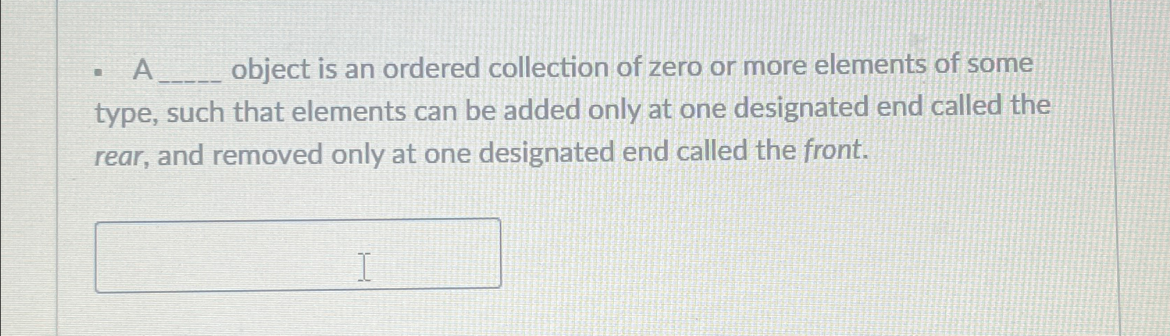 Solved A object is an ordered collection of zero or more | Chegg.com